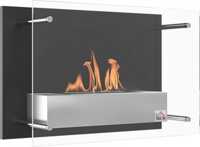 HOMCOM Nástěnný Bioetanolový Krb Ethanolová Kamna Kapacita 1,5 L, 3 Hodiny Hoření, Nerezová Ocel pro 20-25 m² 60x22x40 cm Černá