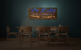 Li-Go "Polární záře" světelný RGBW obraz 230V 120x50 cm provedení povrchu: dub světlý