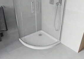 Mexen Rio kruhový sprchový kout 80 x 80 cm, mat, chrom + sprchová vanička Flat, bílá - 863-080-080-01-30-4110