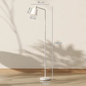 HOMCOM stmívatelná LED stojací lampa s 3 barevnými teplotami 3000K-6500K, otočné stínidlo, žárovka E27, bílá