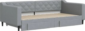 Válenda s přistýlkou a zásuvkami světle šedá 100x200 cm textil 3197467