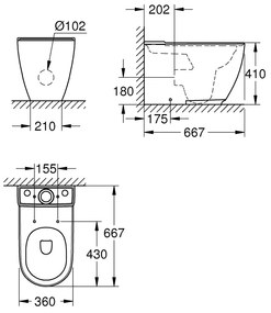 Grohe Essence - Stojící mísa pro kombi WC 410x360x667 mm, alpská bílá 3957200H