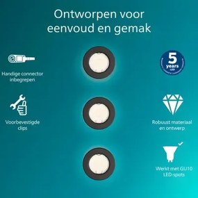 Philips myLiving Peridot černá / Zapuštěné LED svítidlo / GU10 / IP20
