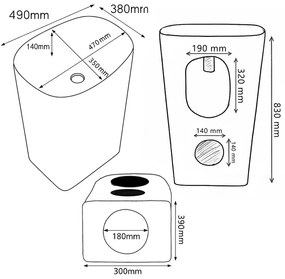BPS-koupelny Volně stojící keramické umyvadlo HYD-CO-WH-WOF-490 49x38 cm, bílé