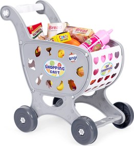 Dětský nákupní vozík s příslušenstvím TROLLEY šedý