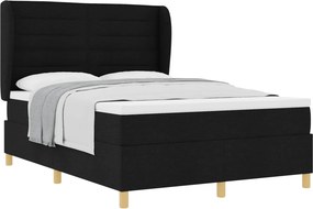 Postel s boxspringem s čelo Černý 200 x 140 cm textil 3340692