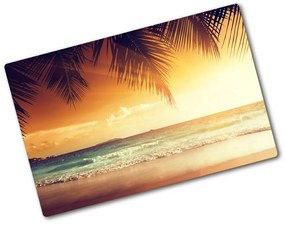 Wallmuralia Kuchyňská deska skleněná Tropická pláž 80x52 cm