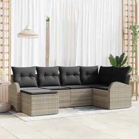 Set pohovek 6 ks Světle šedá polyratan 3354781