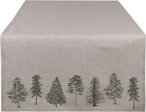 Béžový bavlněný běhoun se stromky Natural Pine Trees - 50*140 cm