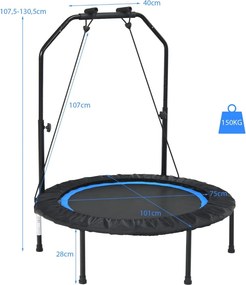 Costway Ø101 cm trampolína s odporovými pásy 2 mini trampolína s výškově