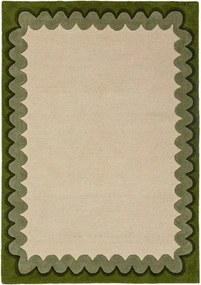Zelený/v přírodní barvě ručně tkaný vlněný koberec 140x200 cm Wiggle Wool – Flair Rugs