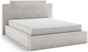 Světle šedá čalouněná dvoulůžková postel s úložným prostorem s roštem 160x200 cm Princess – Micadoni