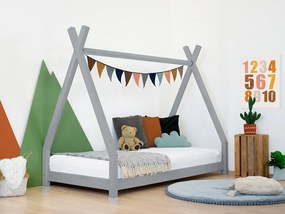 Benlemi Dětská dřevěná postel NAKANA ve tvaru teepee Zvolte barvu: Světle šedá, Zvolte rozměr: 80x160 cm
