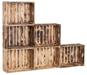 ČistéDřevo Dřevěné opálené bedýnky knihovna 150 x 120 x 20 cm