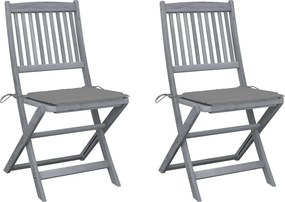 vidaXL Skládací zahradní židle s poduškami 2 ks masivní akáciové dřevo [3064547] Barva: Šedá