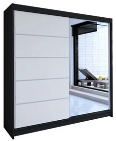 Šatní skříň TALIN III šířka 180 cm - černá/bílá