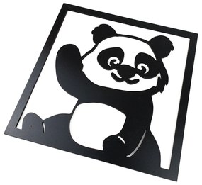 Živá Zeď Dřevěná nástěnná černá dekorace Roztomilá panda