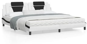 Rám postele s LED osvětlením bílý a černý 200x200 cm umělá kůže