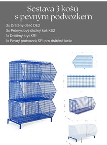 FEROPLAST spol. s.r.o Průmyslový úložný koš KS2, kompletní set 3 košů na pevných nohách