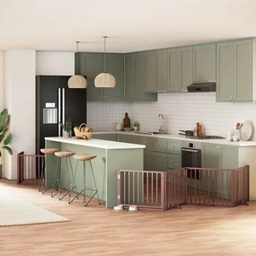 Zábrana pro psy s dvířky skládací 10 panelů hnědá 800 cm topol 3155579