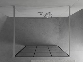 Mexen Kioto, průchozí sprchová zástěna 110 x 200 cm, 8mm sklo čiré/černý vzor, 2x chromová stabilizační rozpěra, 800-110-002-01-77