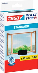 tesa Síť na suchý zip proti hmyzu STANDARD do oken, antracitová, 130 x 150 cm