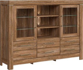 XXXLutz VITRÍNA, barvy dubu, 166/124,5/42 cm Welnova - Kredence a vitríny - 002427002811