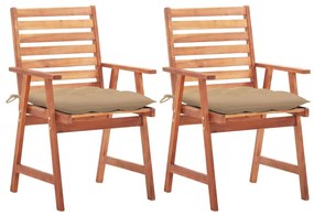Zahradní jídelní židle 2 ks s poduškami masivní akáciové dřevo,  3064338