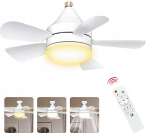 2V1 Led Žárovka E27 S Větrákem 55 CM Ventilátor Stropní Svítidlo Sada