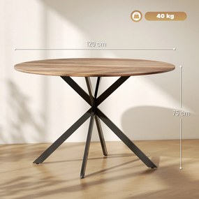 HOMCOM Kulatý Stůl pro 4 Osoby s Ocelovou Rámem Ø120x75 cm Tmavě Hnědý