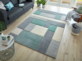 Kusový koberec Hand Carved Cosmos Mint / Grey / Cream, 80x150, zelená, kancelária, Flair Rugs