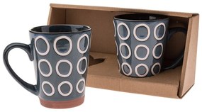 Tmavě modré keramické hrnky v sadě 2 ks 380 ml Rings – Dakls
