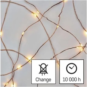 Vánoční osvětlení EMOS D3AW07 ZY1952 20LED nano řetěz měděný 1,9m 2xAA teplá bílá s časovačem