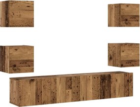 Nástěnné TV skříňky 6 ks Old Wood kompozitní 3328967