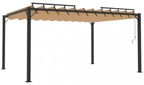 Pergola s lamelovou střechou 3 x 4 m hliník / látka Dekorhome Šedohnědá taupe