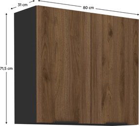 Horní skříňka, ořech okapi/černá, MENZO 80 G-72 2F