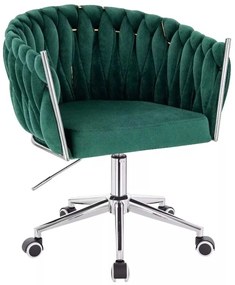LuxuryForm DESIGN Židle NORDEN VELUR na stříbrné podstavě s kolečky - zelená
