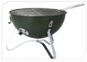 PROGARDEN Přenosný gril na dřevěné uhlí s víkem 37 cm army zelená KO-C83000410