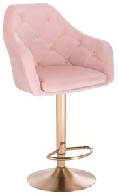 LuxuryForm DESIGN Barová židle ANDORA VELUR na zlaté kulaté podstavě - světle růžová