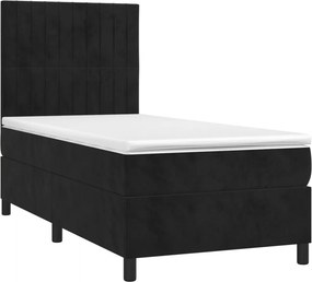 Box spring postel s matrací a LED černá 90x190 cm samet 3136217