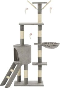 Škrabadlo pro kočky se sisalovými sloupky 138 cm šedé 170578