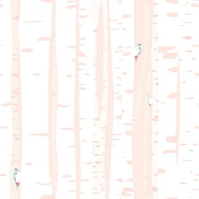 Samolepící tapeta růžové březové stromy