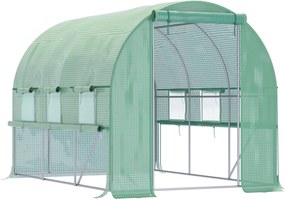 Fóliový skleník Outsunny 2,95x2x2m, tunelový, průchozí se 6 okny UV ochrana pro pěstování rostlin na zahradě | Aosom.de