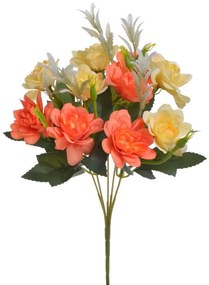 Kytice jiřin 10 květů - meruňková/oranžová 31 cm