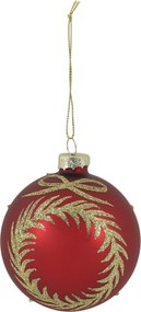 Červená skleněná vánoční ozdoba s girlandou Chic Bauble – Ø 8 cm