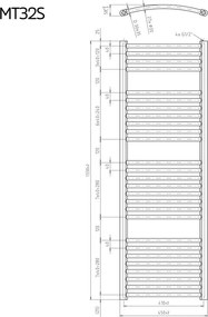 Mereo Mereo, Otopný žebřík oblý, bílý, středové připojení, MT32S