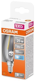 Malá LED žárovka E14 2,5 W CLASSIC B, studená bílá