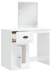 Toaletní stolek s LED osvětlením lesklý bílý 90 x 42 x 132,5 cm - Default Title