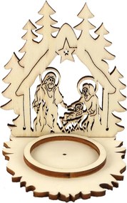 AMADEA Dřevěný svícen betlém, 10 cm