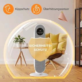HOMCOM Topný ventilátor 2000W, PTC keramické elektrické topení s dálkovým ovládáním, oscilace, 12h časovač